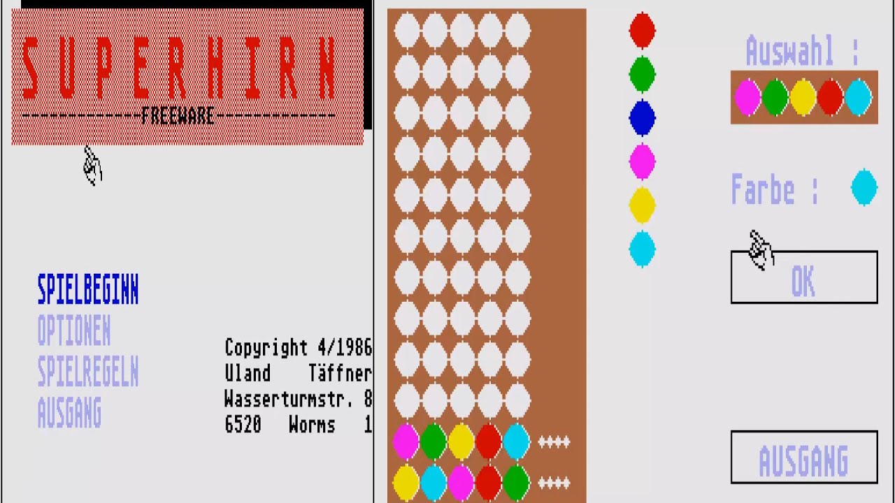 ATARI ST superhirn By tΕffner uland Täffner Uland MASTERMIND MASTER ...