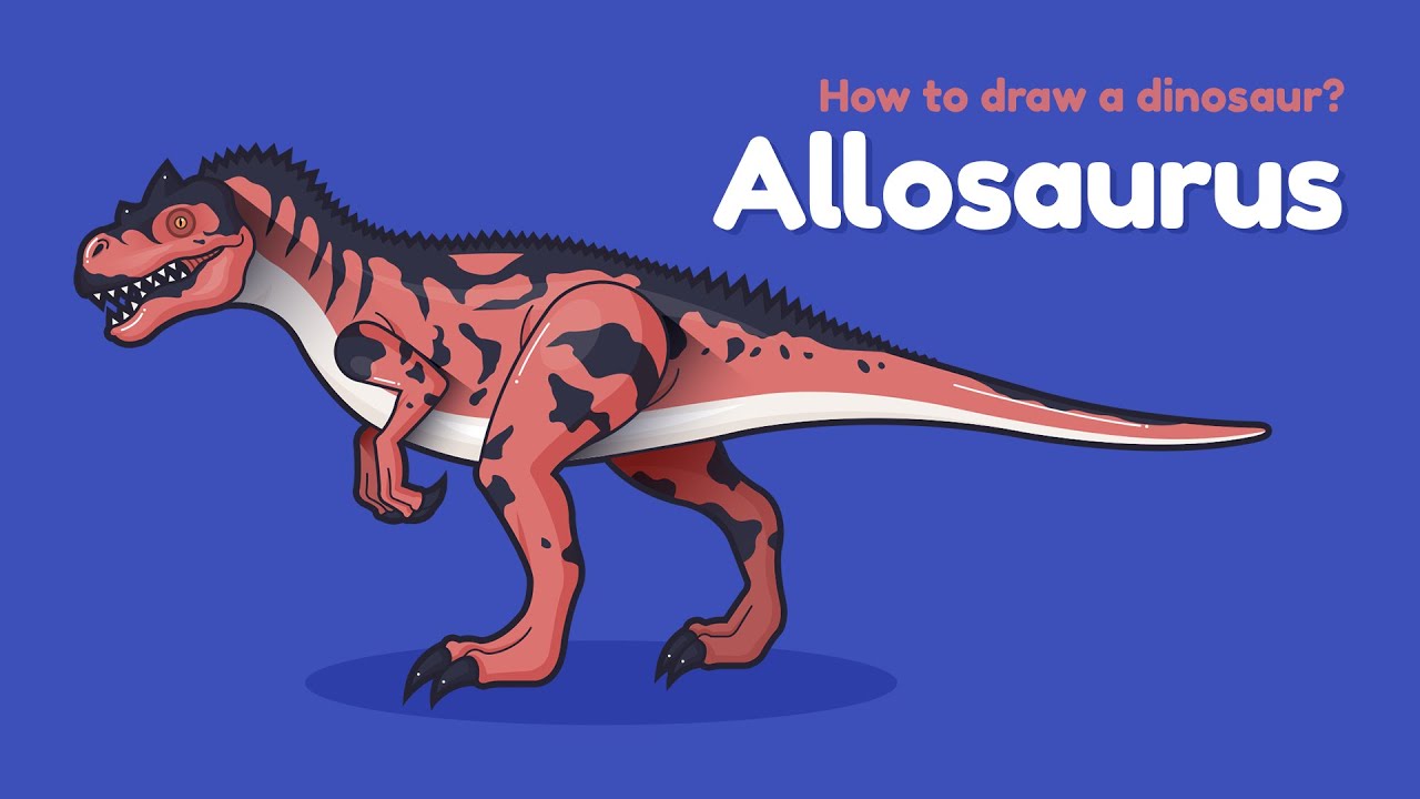 How to draw a dinosaur - Allosaurus? Easy and simple drawing | Animal ...