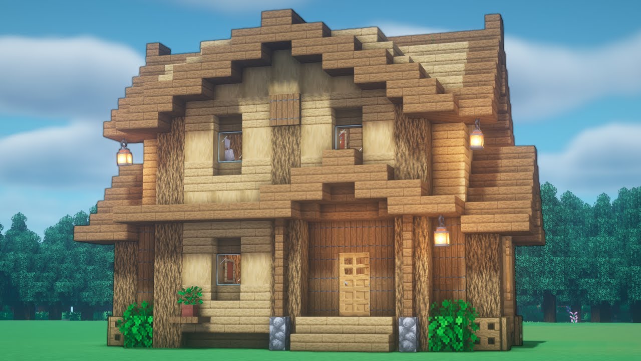 Minecraft: How to build a Wooden Starter House - YouTube