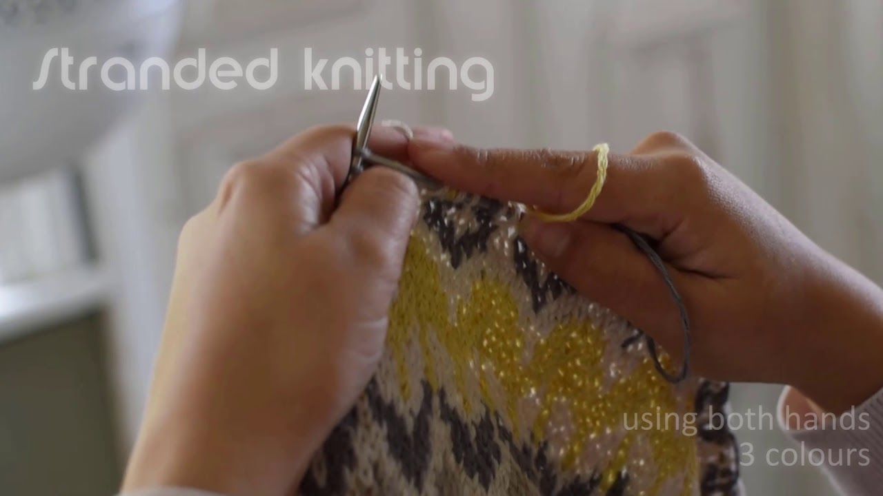 Stranded knitting - Both hands - 3 colours - YouTube