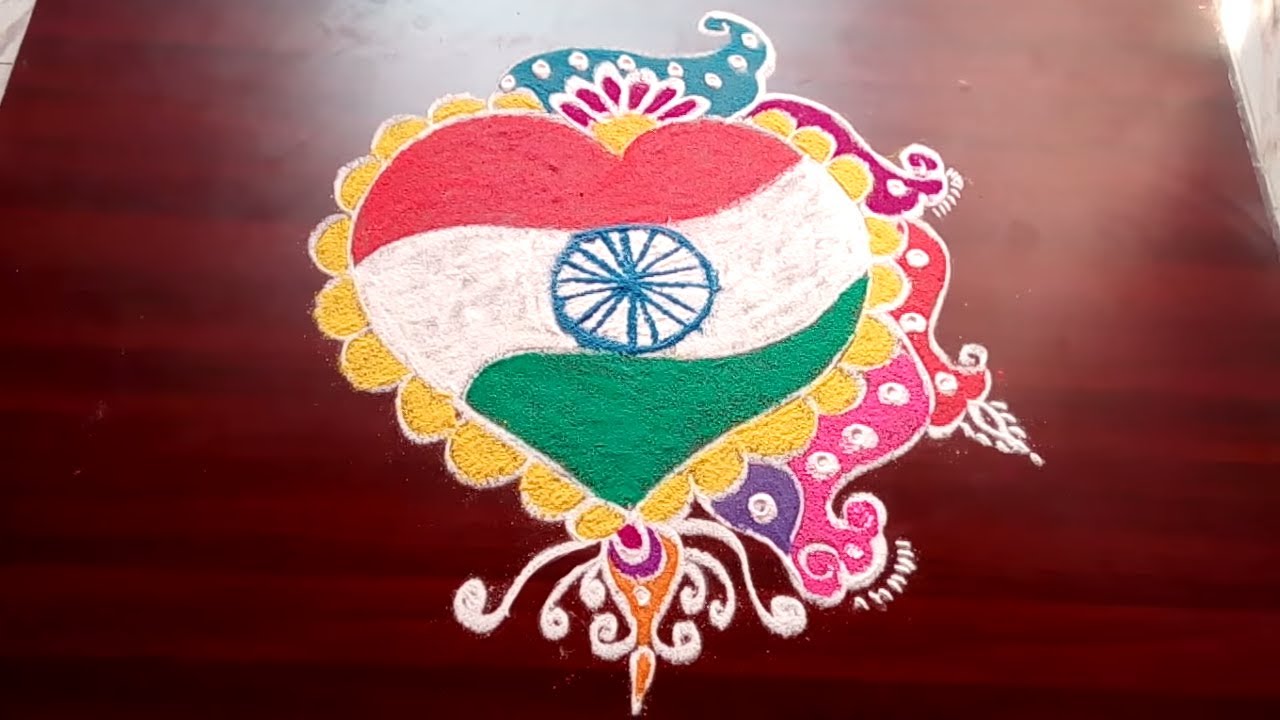 Special rangoli design for republic day rangoli. Independence day ...