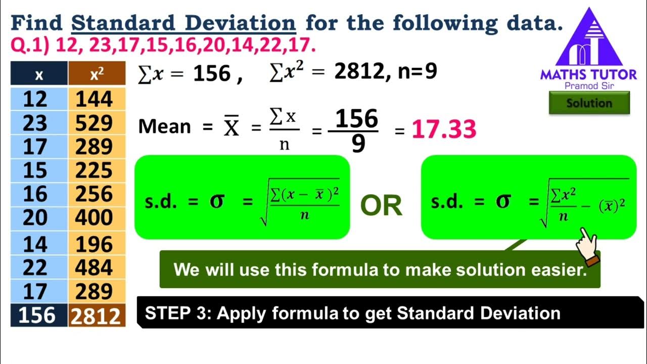 Find Standard Deviation Simple Data Statistics Measures Of Dispersion