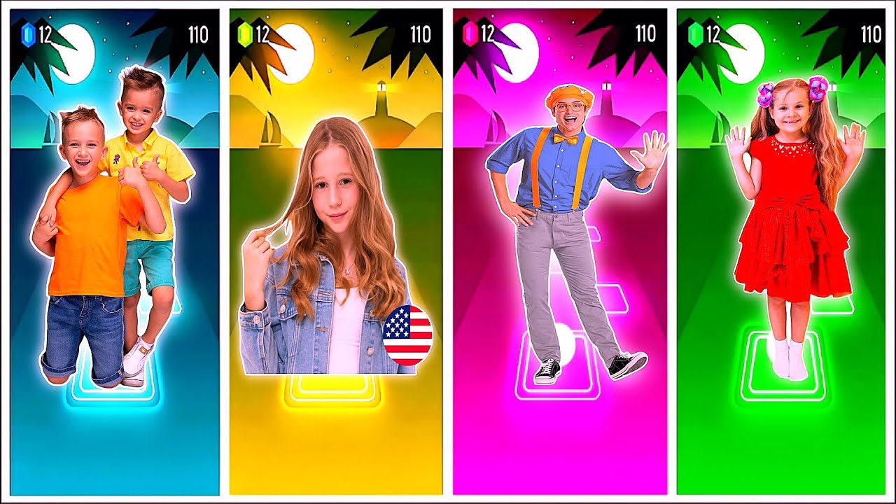 Vlad and Niki 🆚 Like Nastya 🆚 Blippi 🆚 Diana vs Roma 🎶 Tiles Hop EDM ...