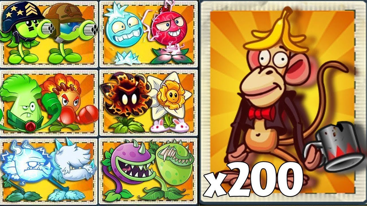 PvZ 2 Random 40 Pair Team Plants Vs 200 Monkey Zombies - Which Team ...