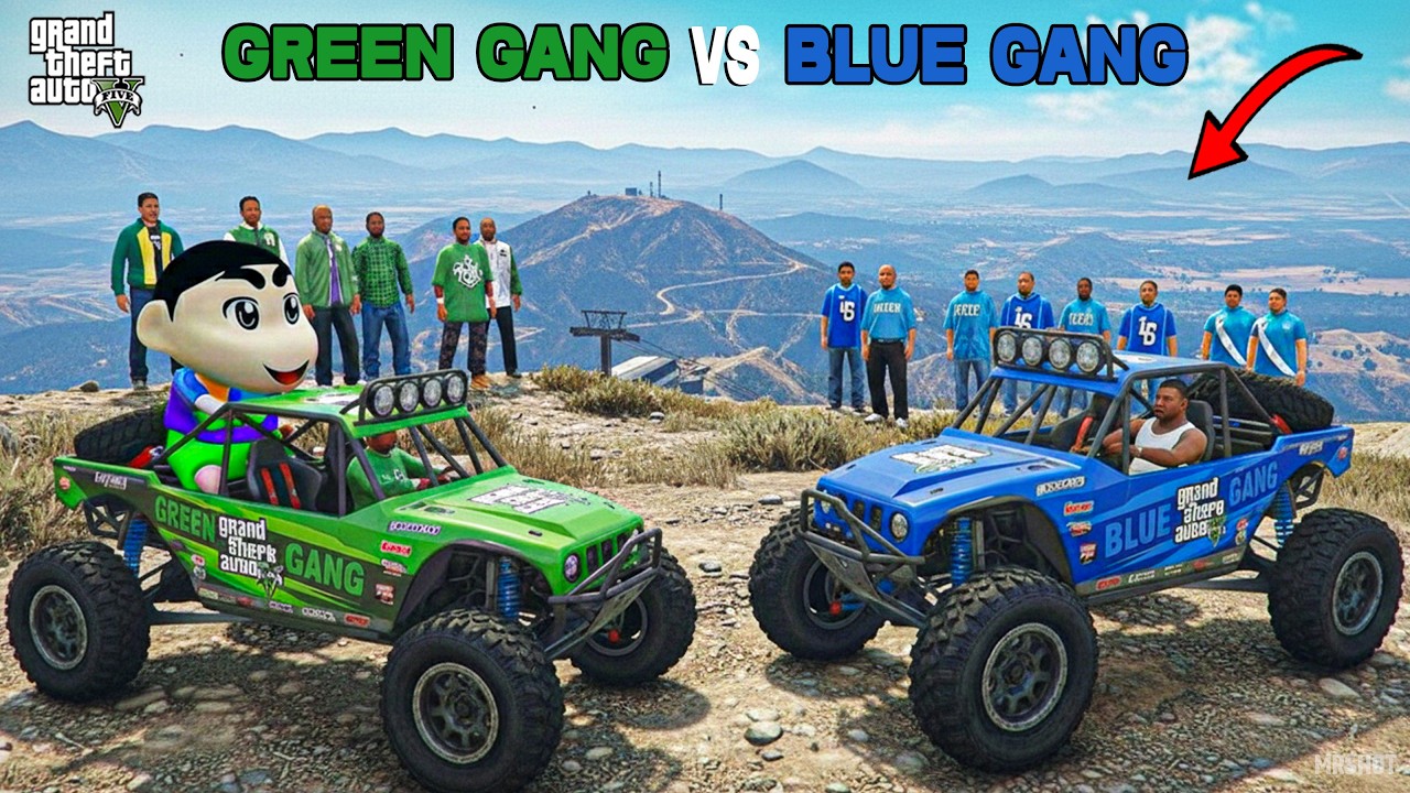 Franklin Green Gang Vs Shinchan Blue Gang Down Hill Car Racing ...