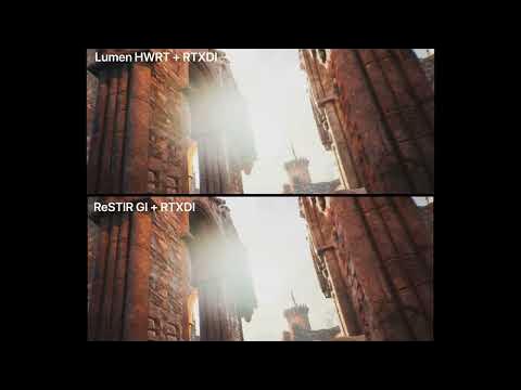 Lumen HWRT Vs. ReSTIR GI (both have RTXDI) Castle - Unreal Engine 5 NvRTX Branch - YouTube