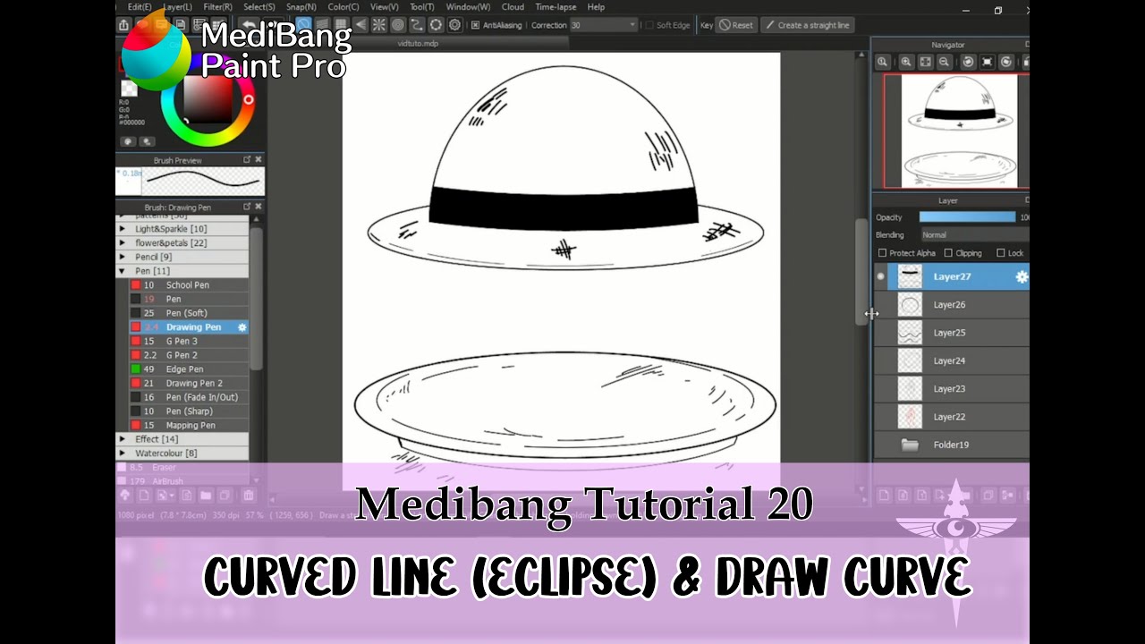 Medibang Tutorial 20: Curved Line Eclipse & Draw Curve - YouTube