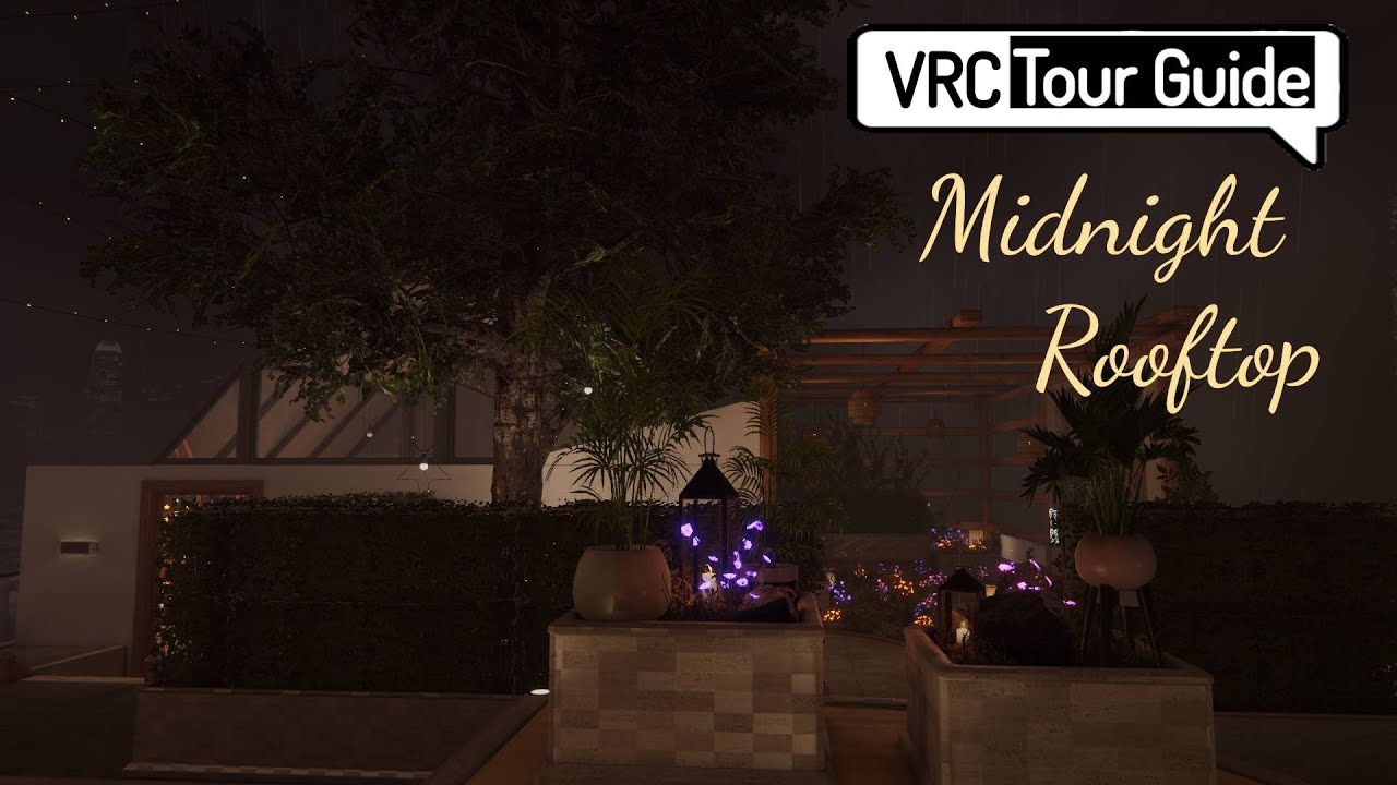 A Beautiful Rainy Chill World, Midnight Rooftop, VRChat World Tours - YouTube