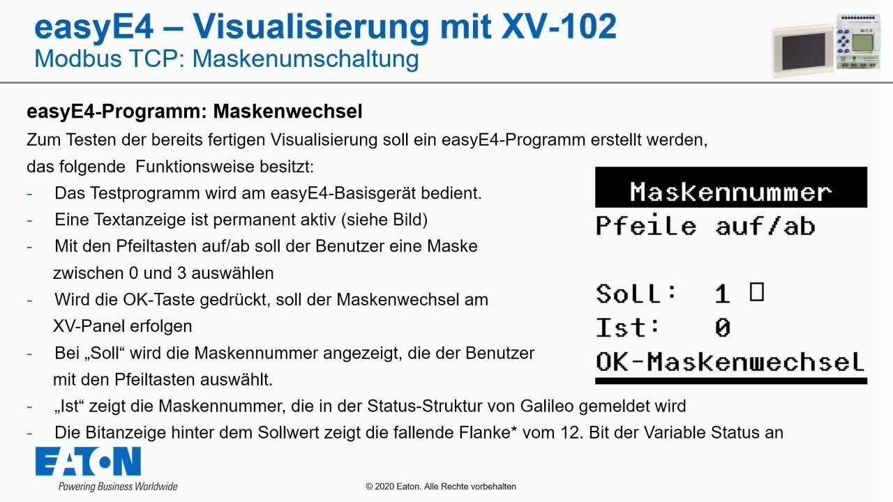 Modbus TCP: Maskenumschaltung durch das easyE4 - YouTube