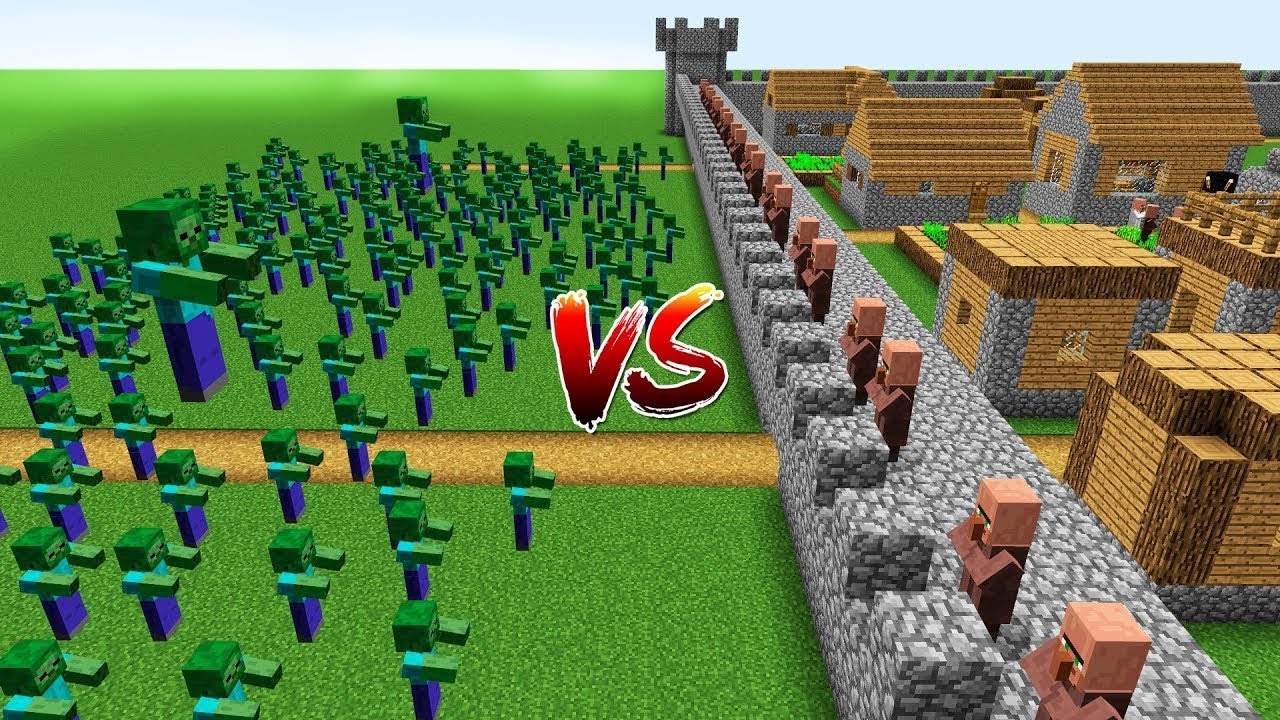 ZOMBIES VS VILLAGERS IN MINECRAFT - WHO IS STRONGER? | MINECRAFT BATTLE ...