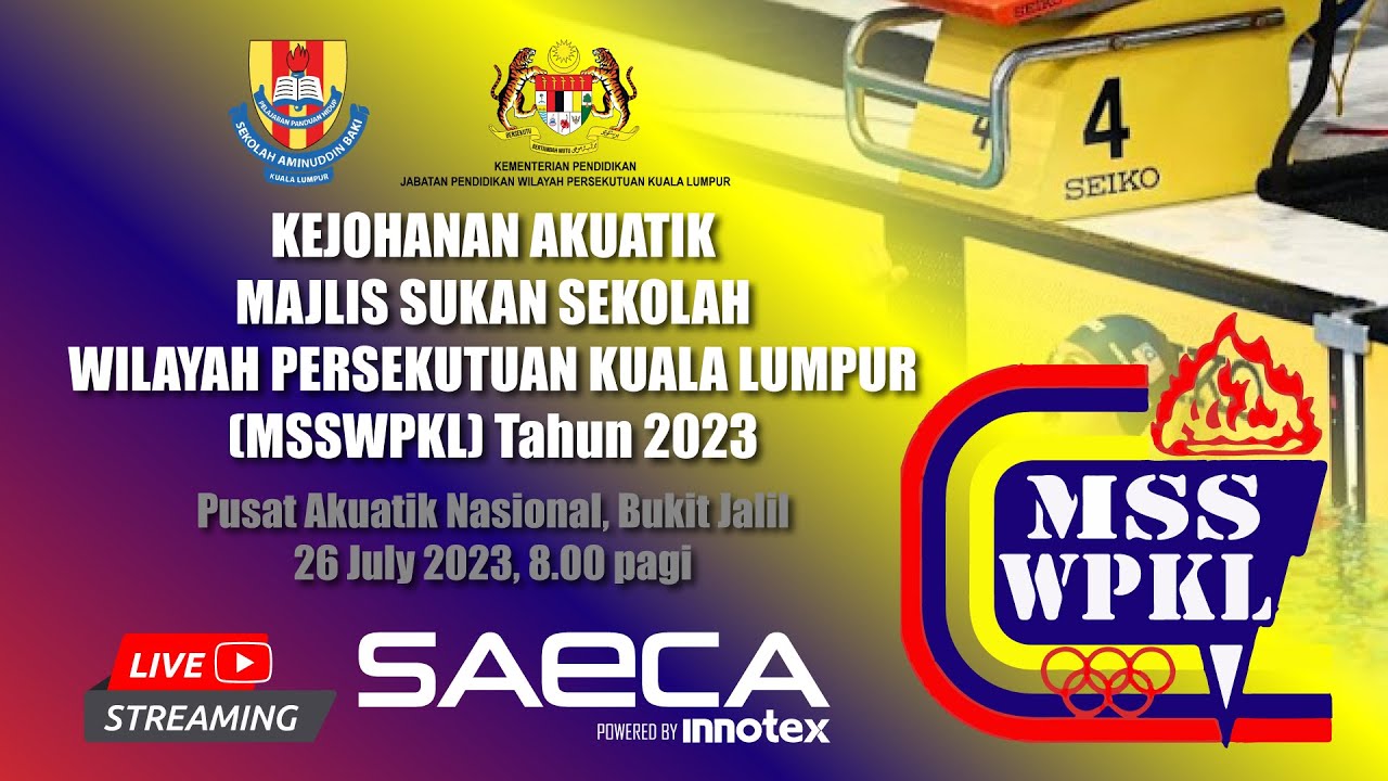KEJOHANAN AKUATIK MSSWPKL TAHUN 2023 Sesi Petang - YouTube