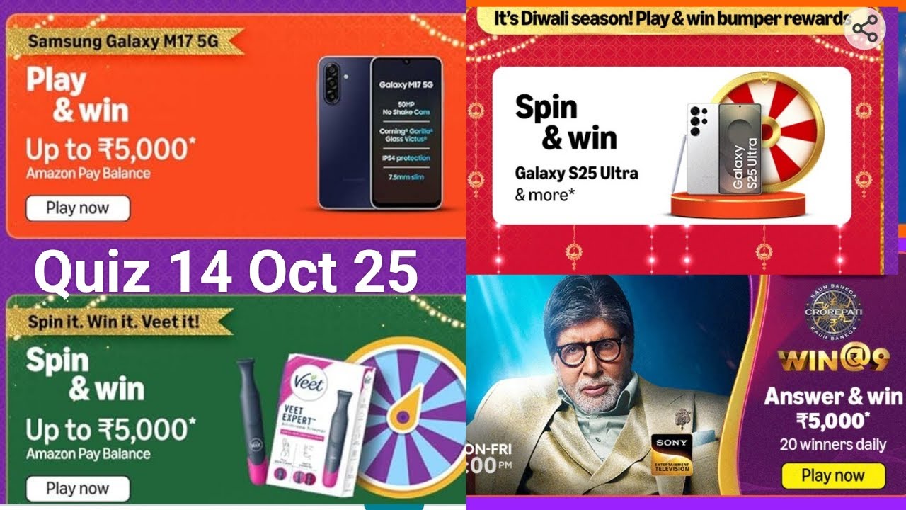 Amazon Quiz Time/Pathaka Quiz/KBC Quiz/Wheel of Rewards/Download Pi ...