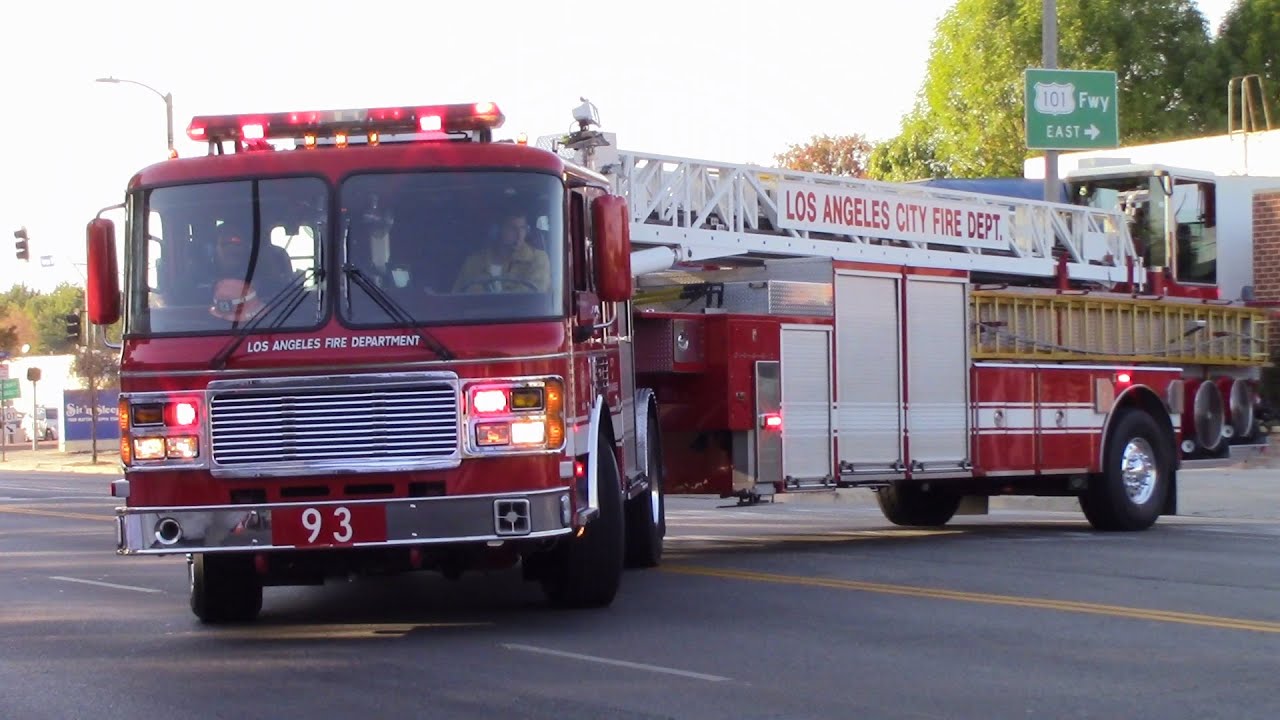 LAFD Light Force 93 & Rescue 93 Responding - YouTube