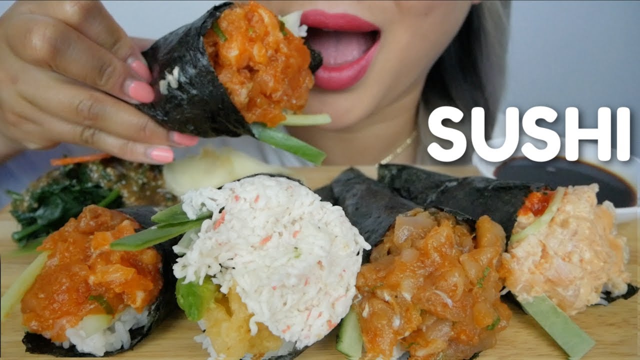 BIG SUSHI CONES *Spicy Tuna, Chopped Scalloped, Spicy Salmon and ...