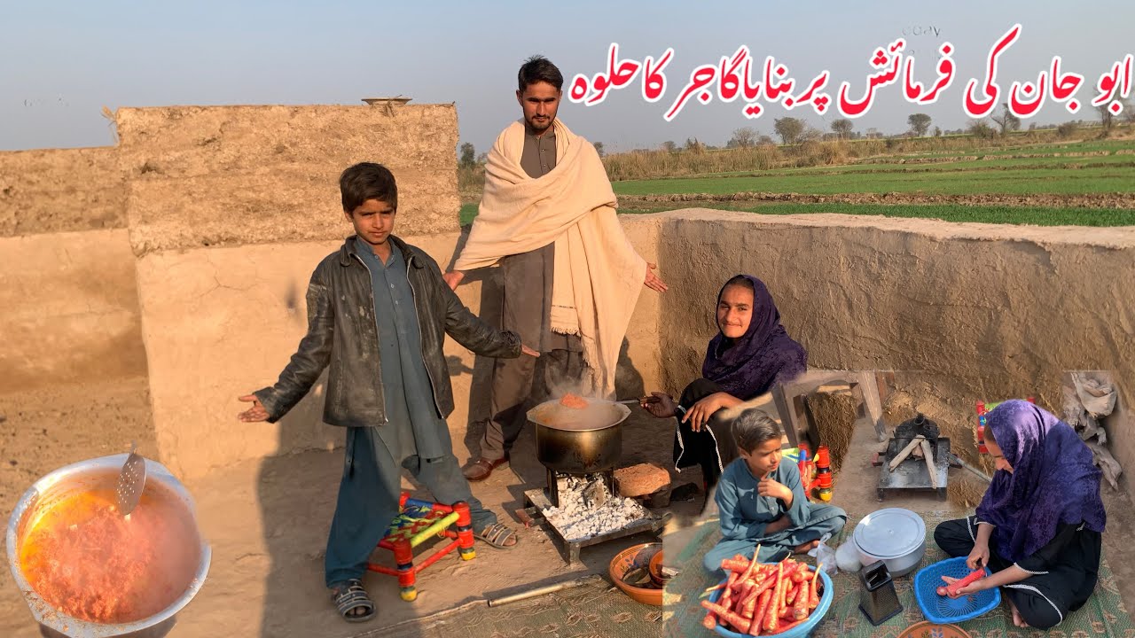 Abu Jan ki farmaish par banaha Ghajar ka halwa/Village life mud house ...
