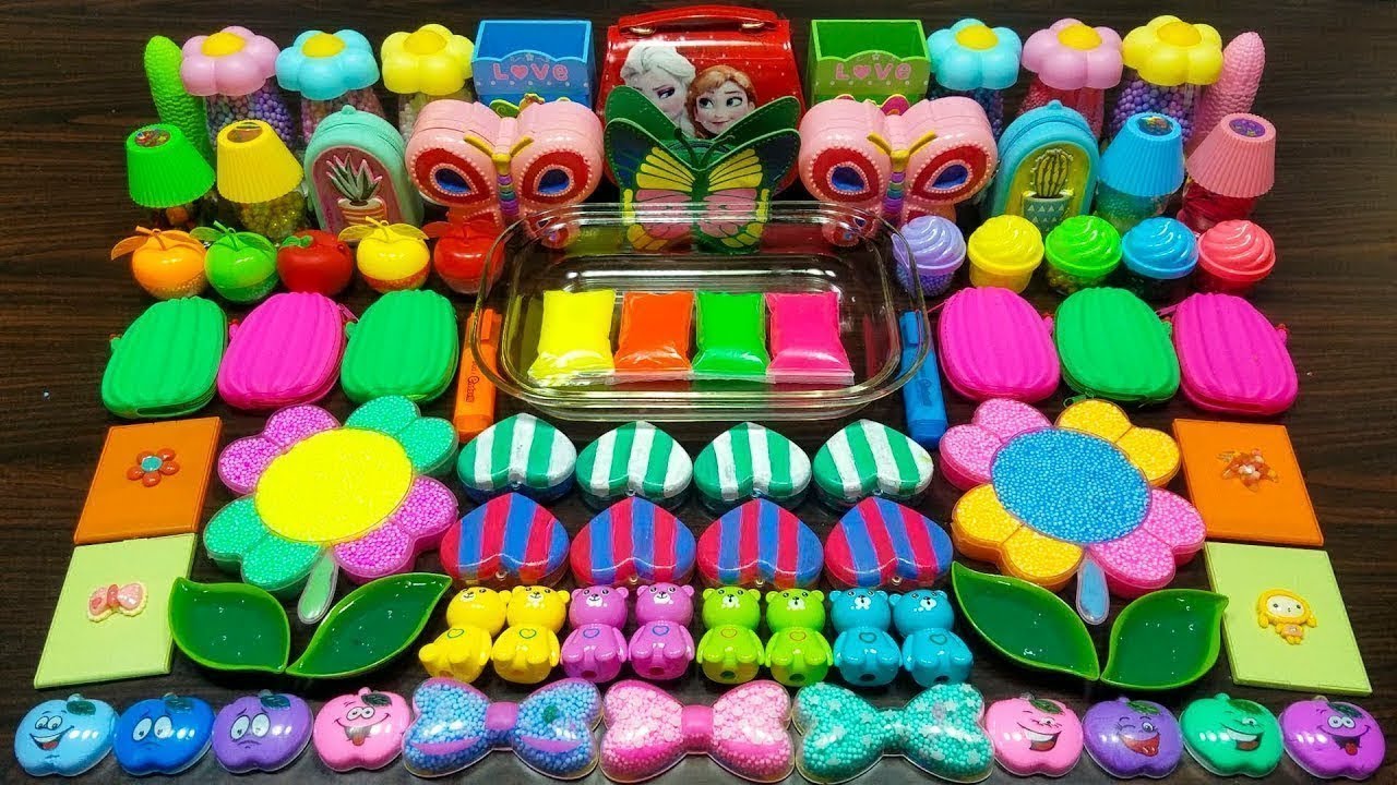 Relaxing store-bought slime with bags & many things | Enjoy slime video ...