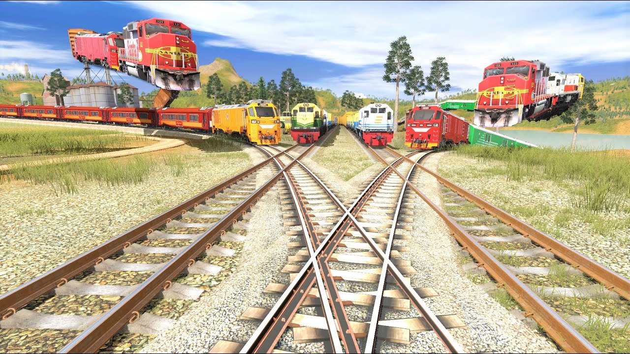 🔴 Trains vs Extreme Railroads Trainz Simulator 🚦 Flying Trains Swept On ...