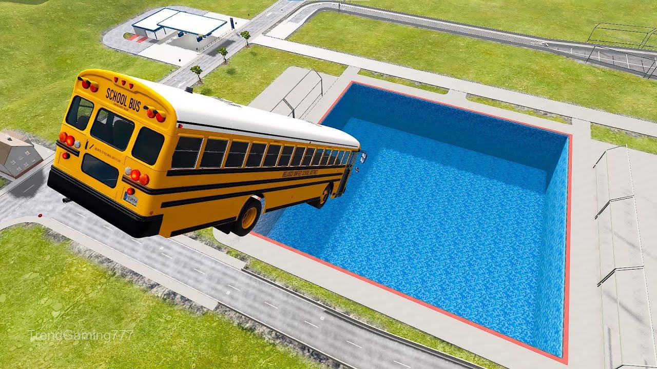 High Speed Cars Jumping In Pools - BeamNG.Drive - YouTube
