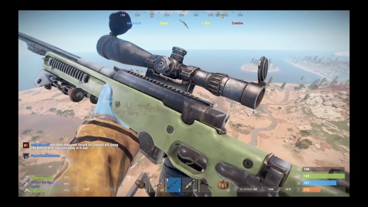 Rust: Longest Distance Top Kills [Scourge Zombies] - YouTube