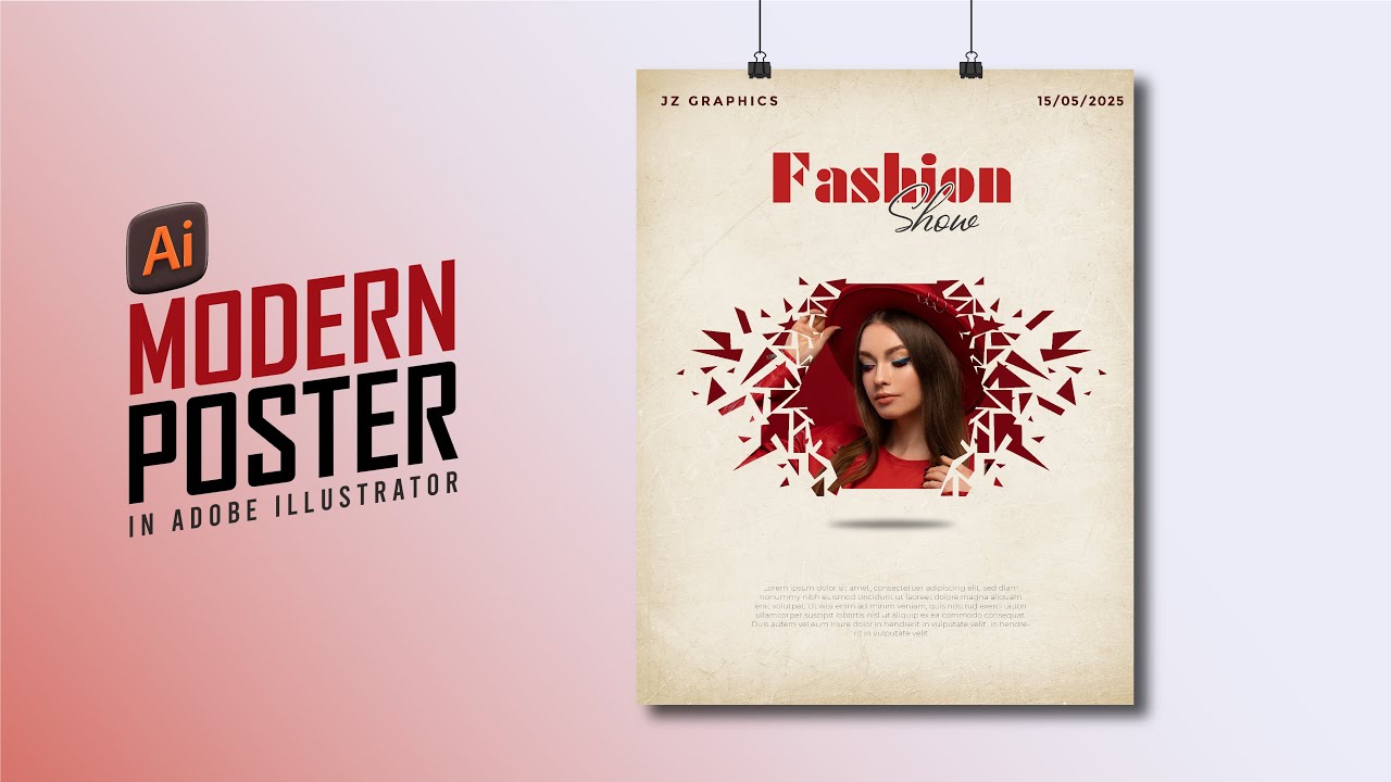 Modern Poster Design in Illustrator | Clipping Mask Effect | JZ ...