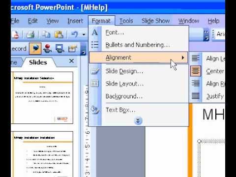 Microsoft Office PowerPoint 2003 Align center, or justify a paragraph ...