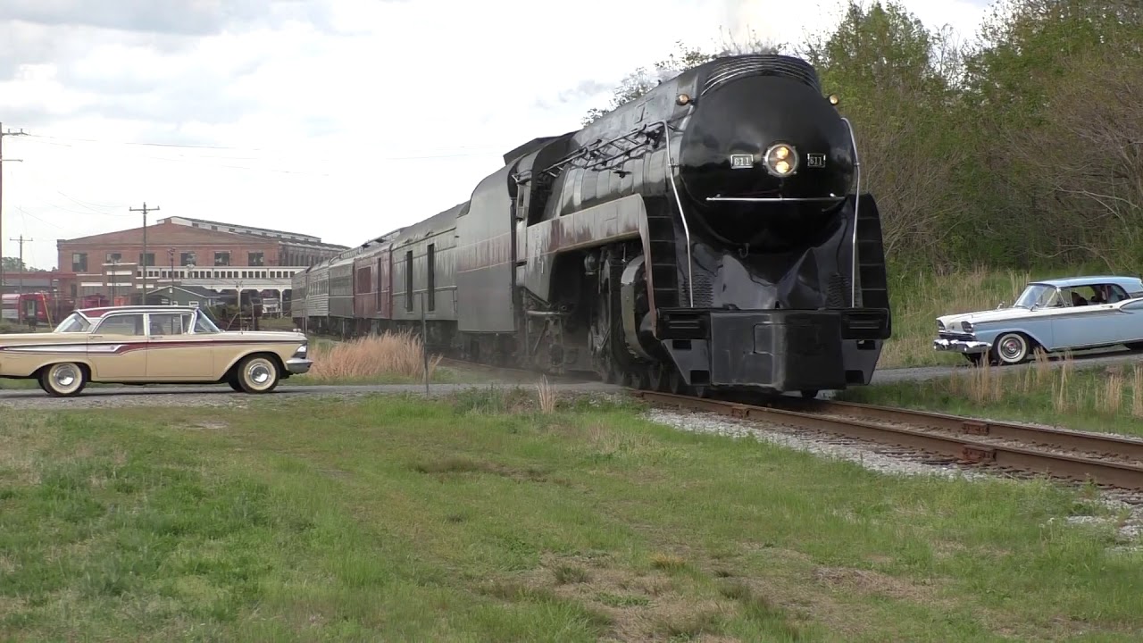 Huge Steam Locomotive N&W 611 with vintage cars, Train Magazine Photo ...