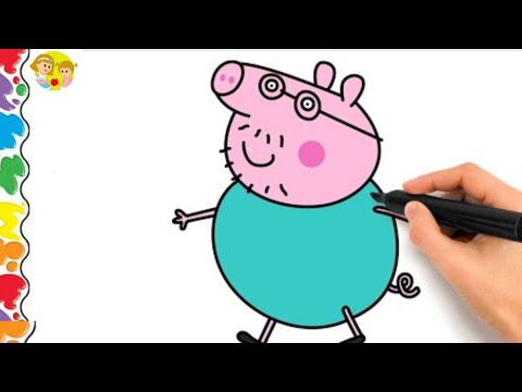 How to draw dad peppa pig 🐖🌈 ️| step-by-step dady pig Drawing ...