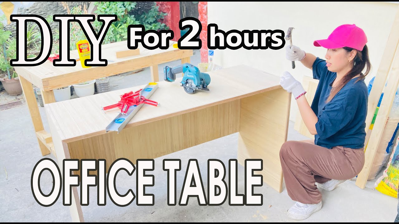 How to Make an Office Table / Desk in just 2 hours | DIY Office Desk in ...