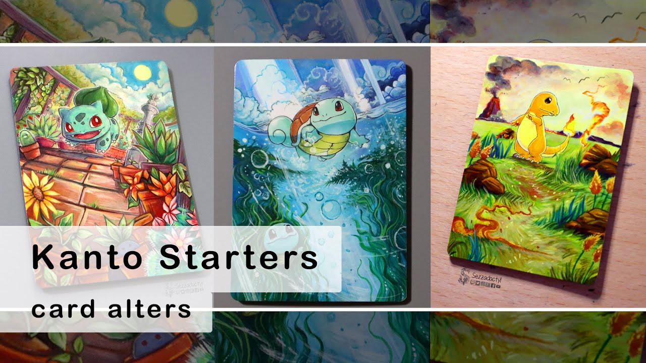 Kanto Starters Pokémon Card Alters! Bulbasaur, Charmander and Squirtle ...