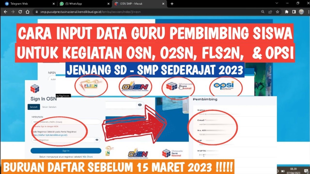 CARA MENGINPUT DATA PEMBIMBING SISWA DALAM MENGIKUTI KEGIATAN OSN SISWA ...