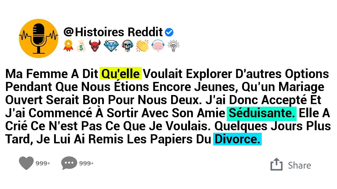 Ma Femme A Dit Qu'elle Voulait Explorer D'autres Options Pendant Que Nous Étions Encore Jeunes ...
