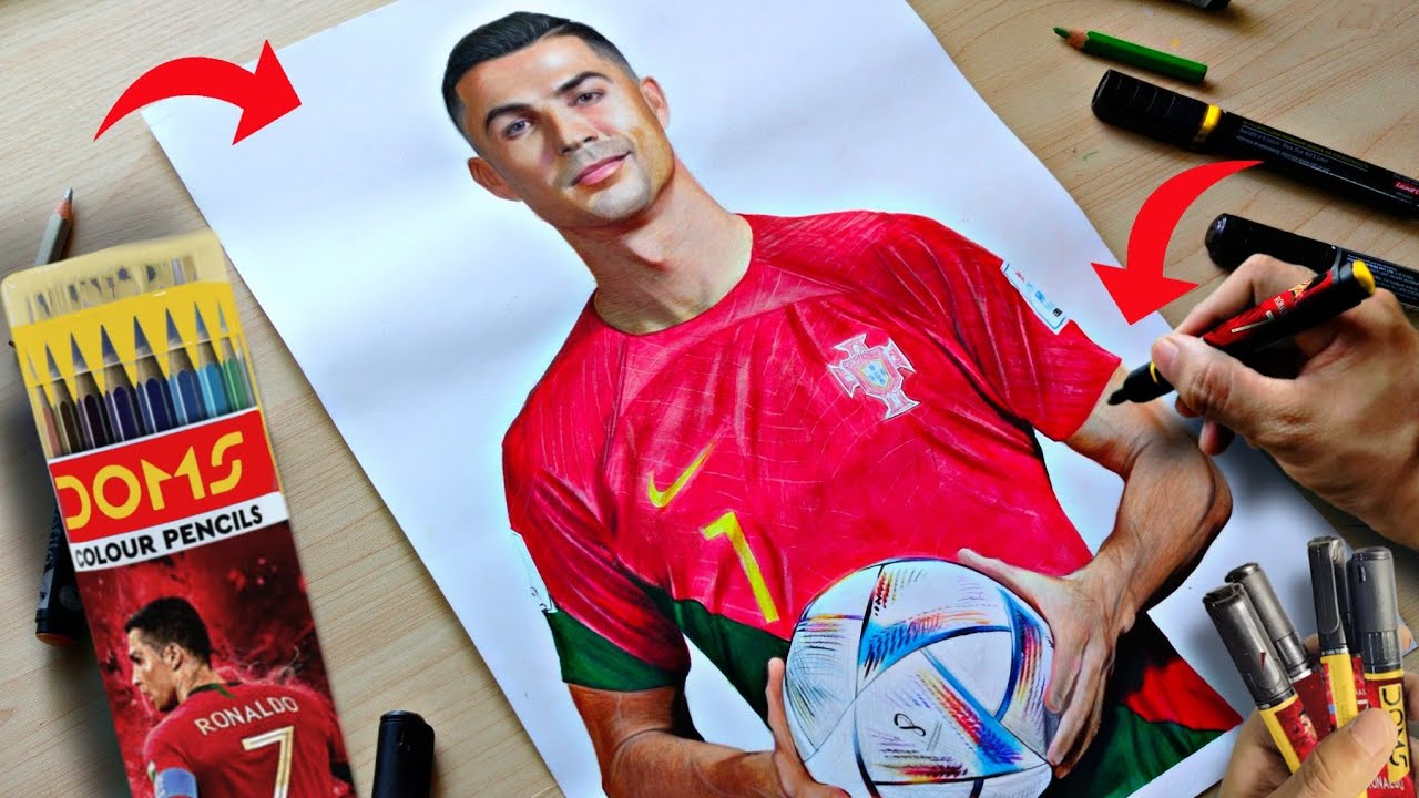 Drawing Cristiano Ronaldo ⚽ CR7 With Doms Colour Pencil ...