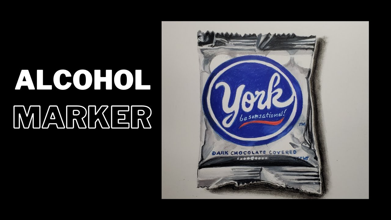 Realistic drawing tutorial York Wrapper| alcohol marker - YouTube