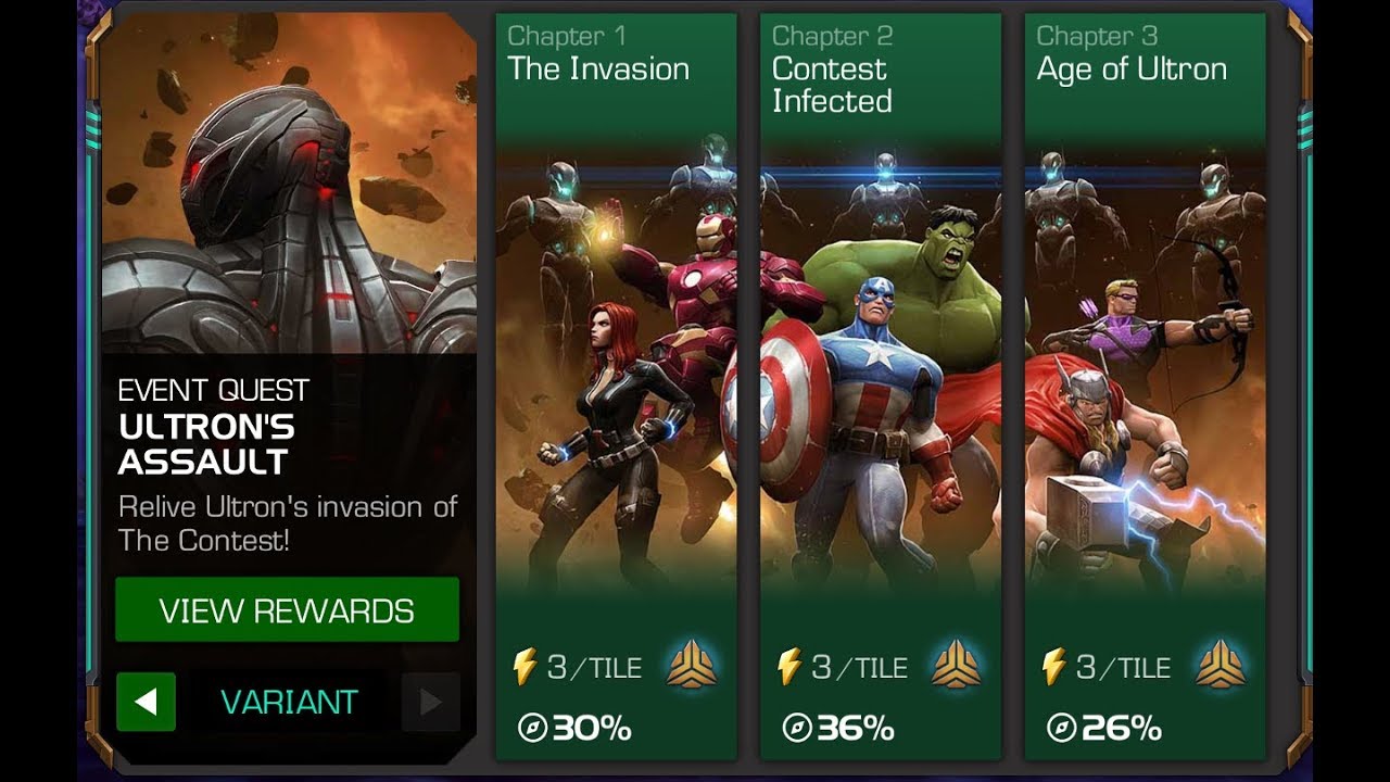 MCOC - Ultron's Assault Variant Completion Rewards Opening - YouTube