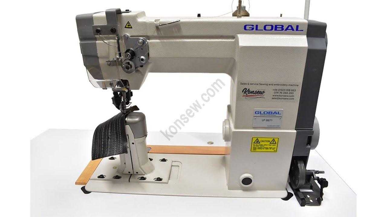 Global LP 9971 Heavy-Duty Post Bed Wheel Feed Industrial Sewing Machine - YouTube