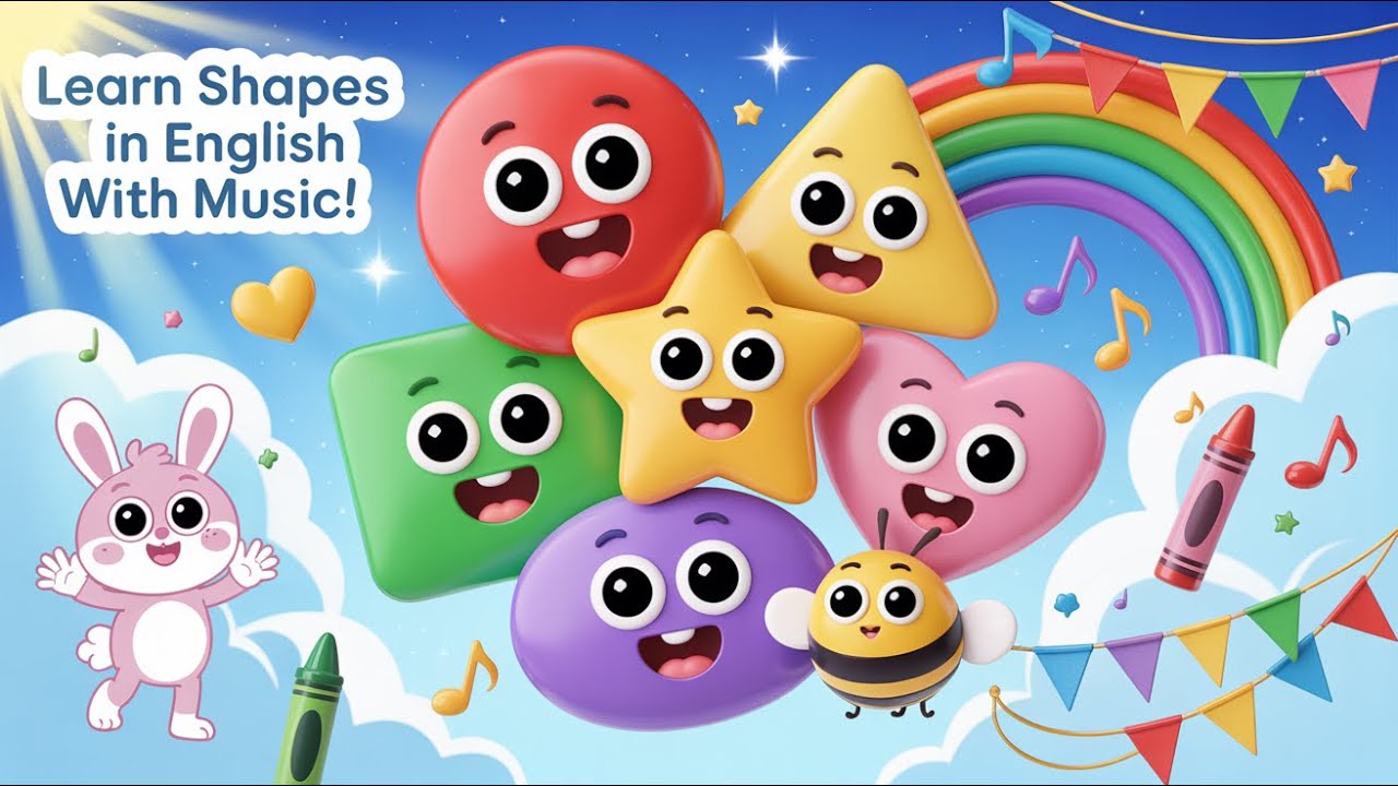 Learn Shapes in English with Music! 🎵 Fun 2D Song for Toddlers | Circle ...