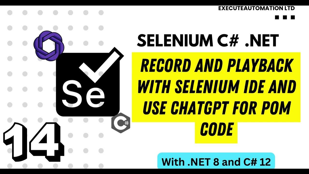 #14 - Using Selenium IDE and AI with ChatGPT to write ZERO code including POM ⚡️🦾 - YouTube