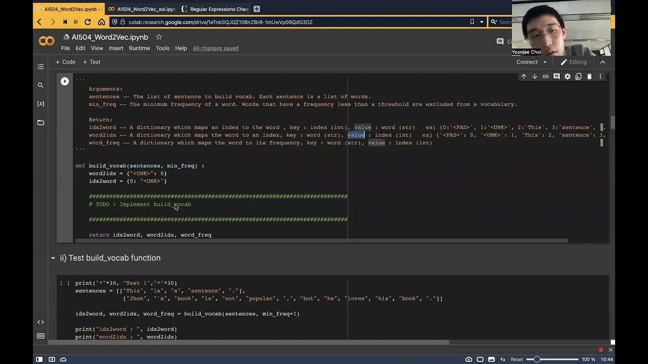 Programming for AI (AI504, Fall 2022), Practice 8: Word Embedding - YouTube