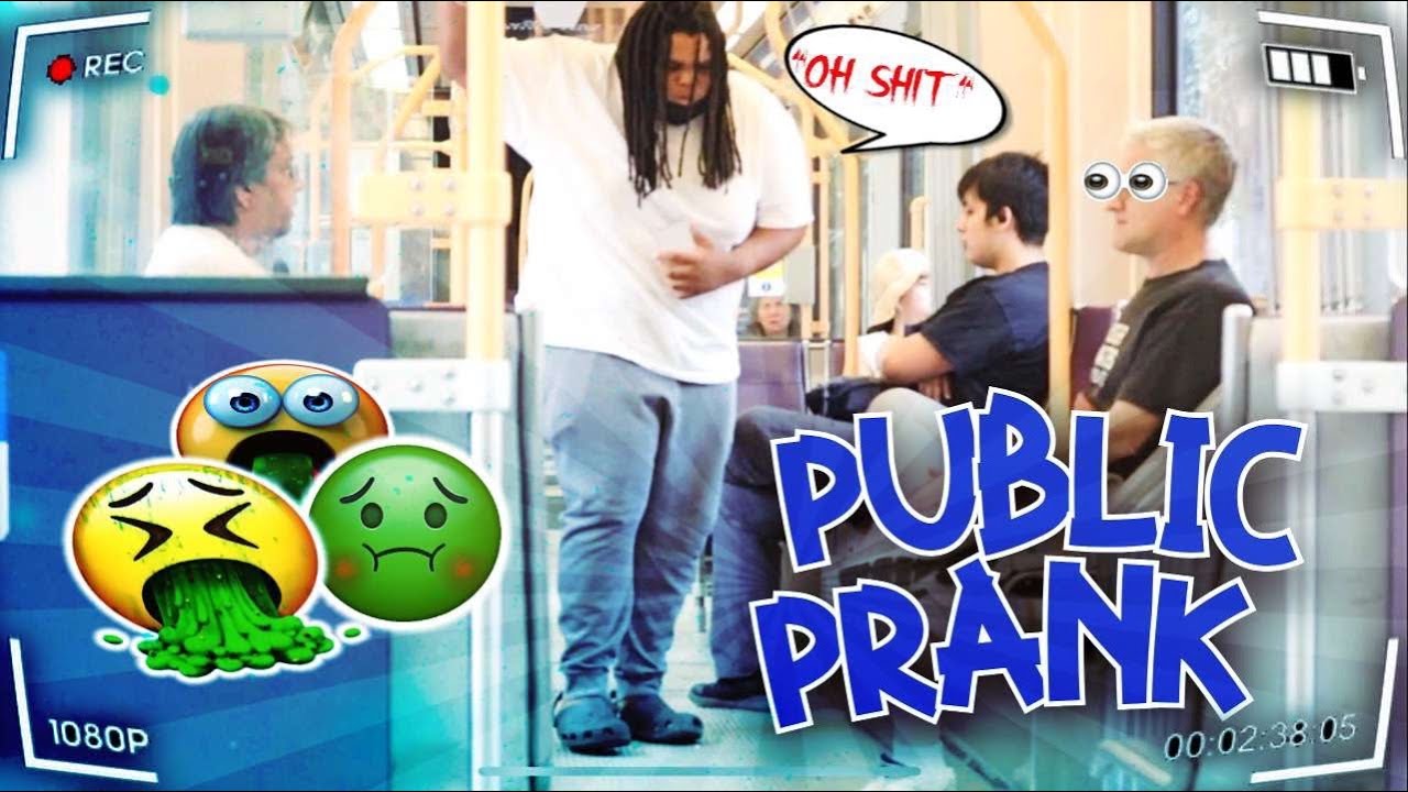 Vomiting on the subway prank - YouTube