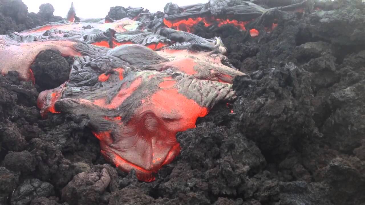 EPIC LAVA pahoehoe covering a'a - YouTube