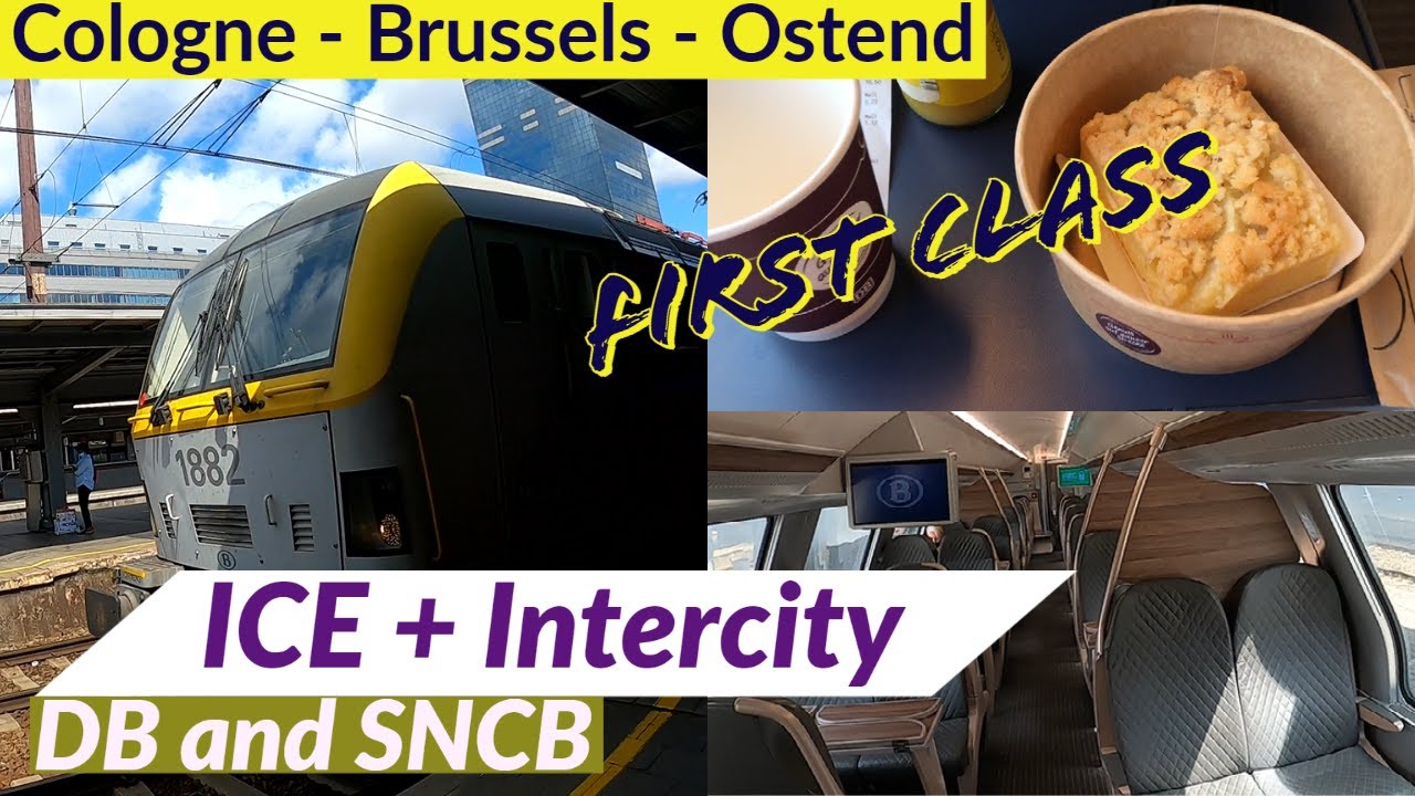 A German high-speed ICE and a Belgian Intercity - International Train ...