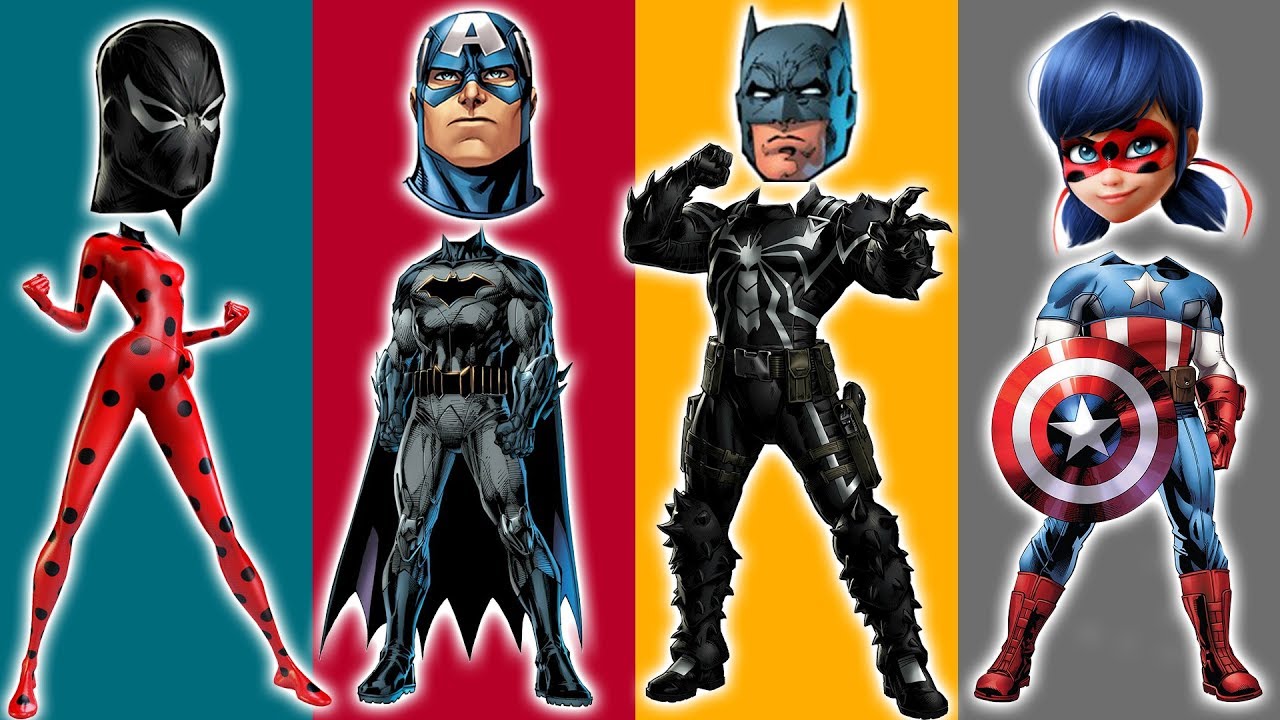 Wrong Heads Superman Venom Miraculous Ladybug Batman Finger Family Song ...