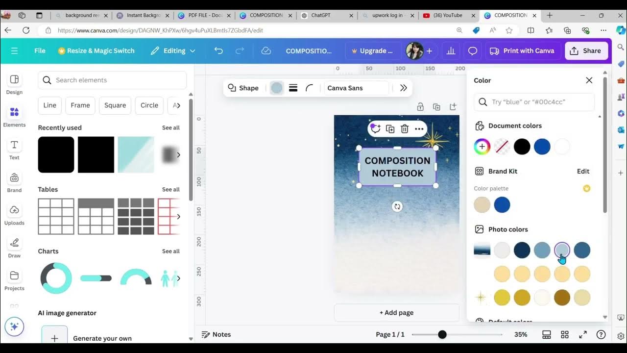 How to make composition notebook cover in canva - YouTube