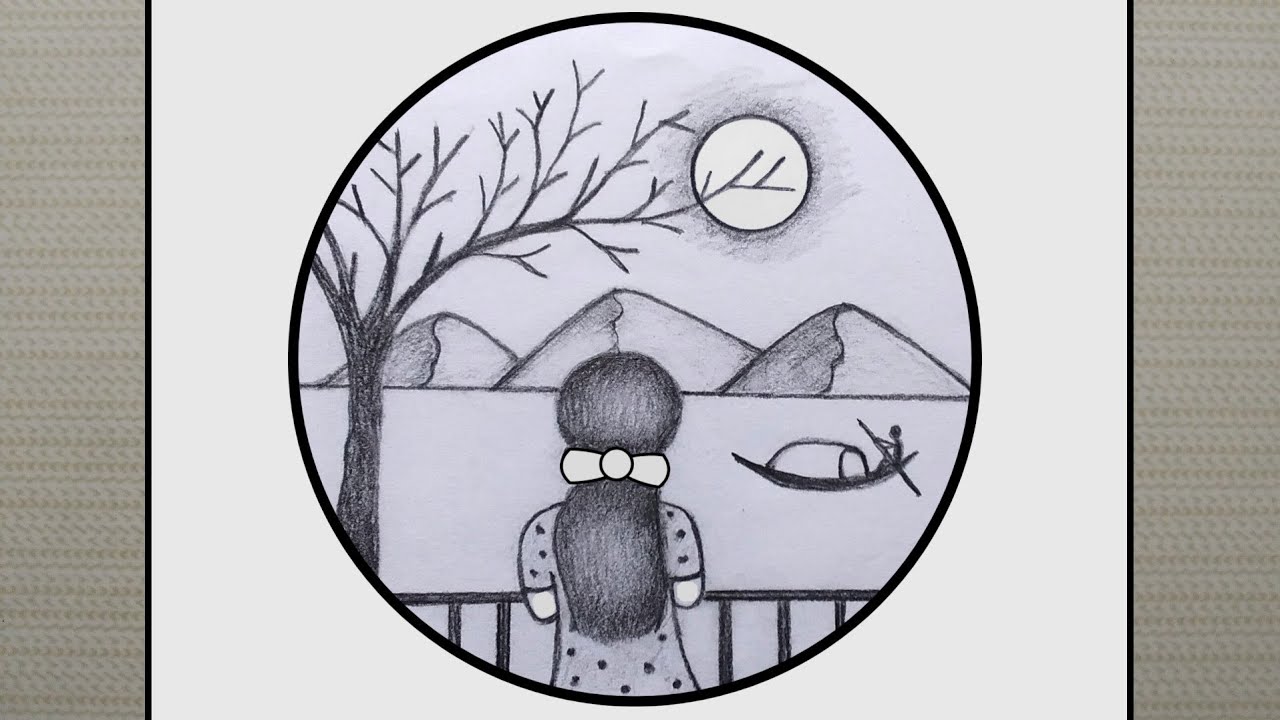 Girl in circle 💃 drawing for girl 💃 circle scenery drawing 💃 drawing ...