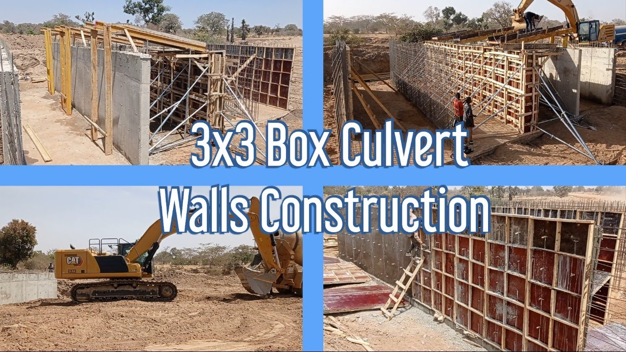 3x3 Box Culvert Walls Construction | 4-Cells Culvert Drainage | Mini ...