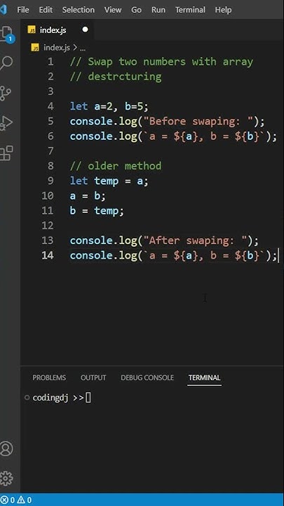 Swap Values With Array Destructuring In Javascipt Shorts Youtube