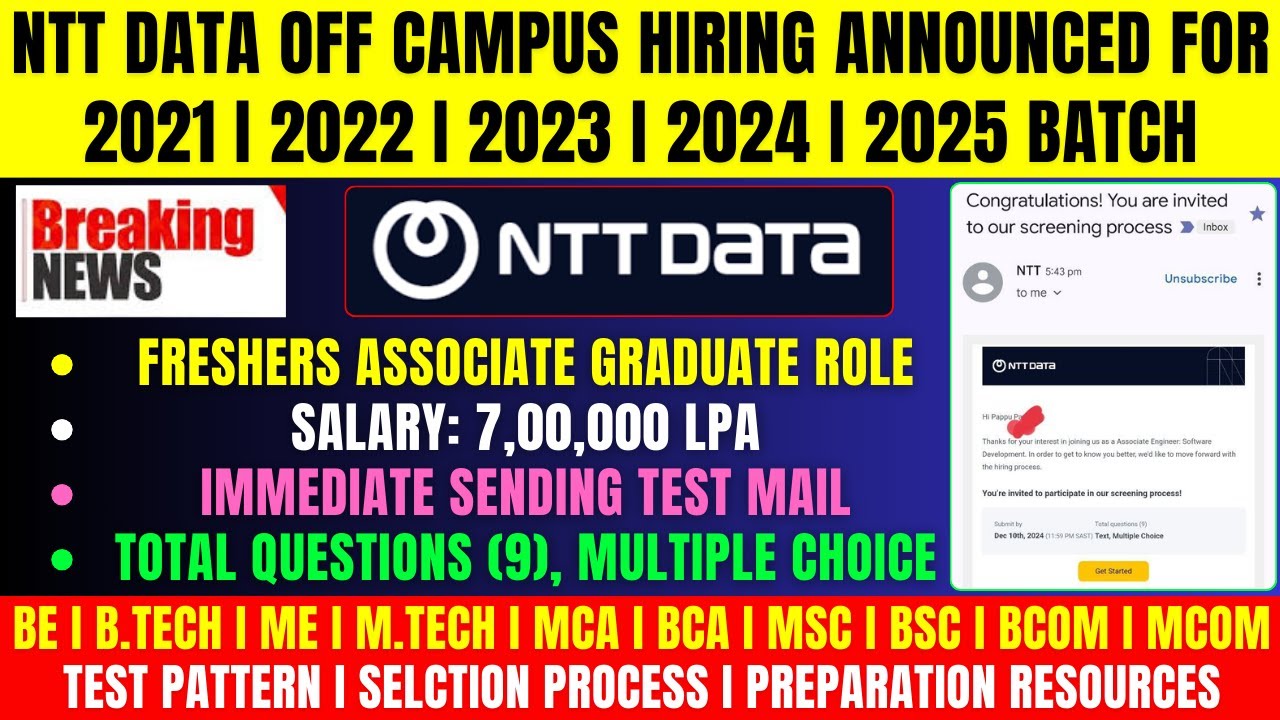 NTT Data Urgent Hiring | Direct Test | Immediate Test Mail | OFF Campus ...