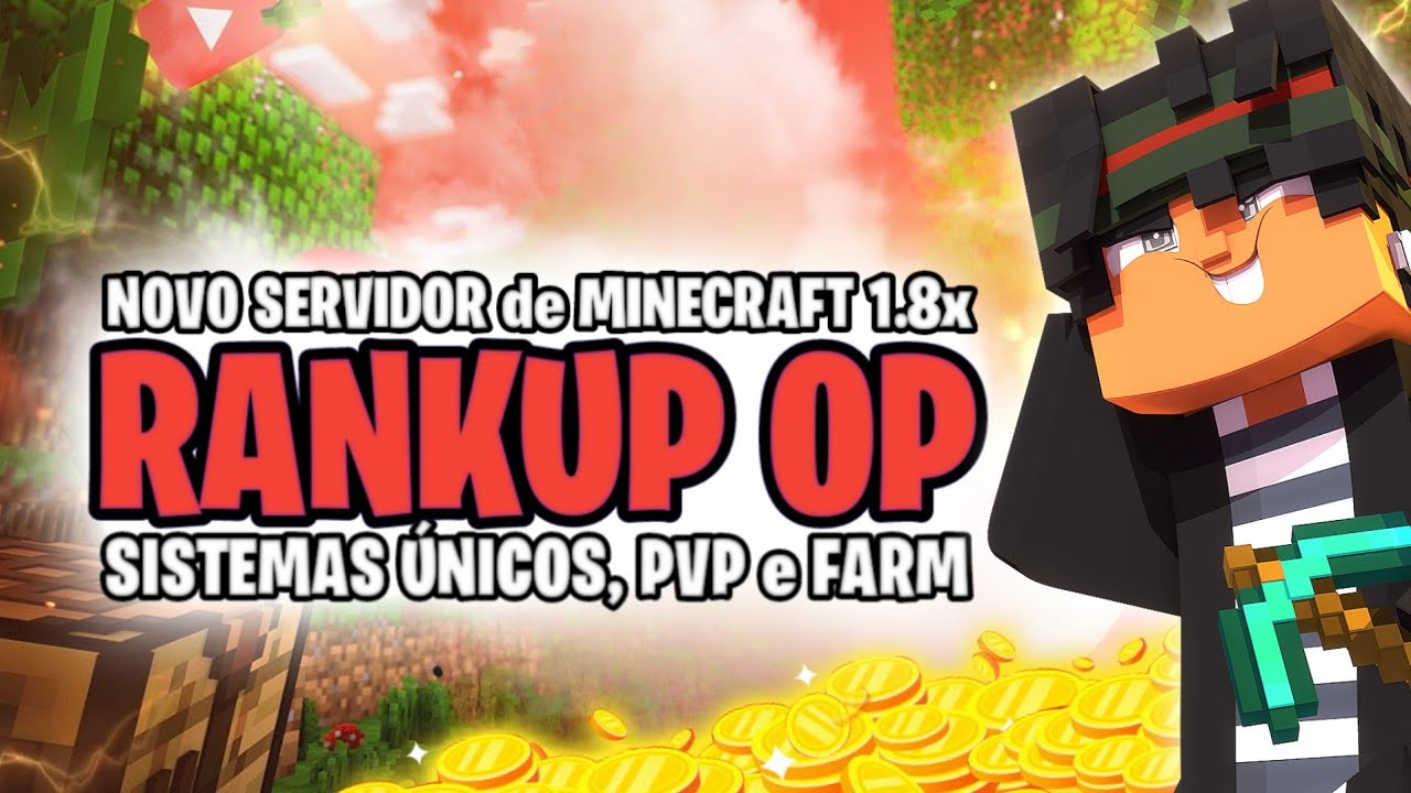NOVO SERVIDOR de RANKUP OP com MAQUINAs e ITENS EDITs para MINECRAFT MCPE, JAVA e BEDROCK - YouTube