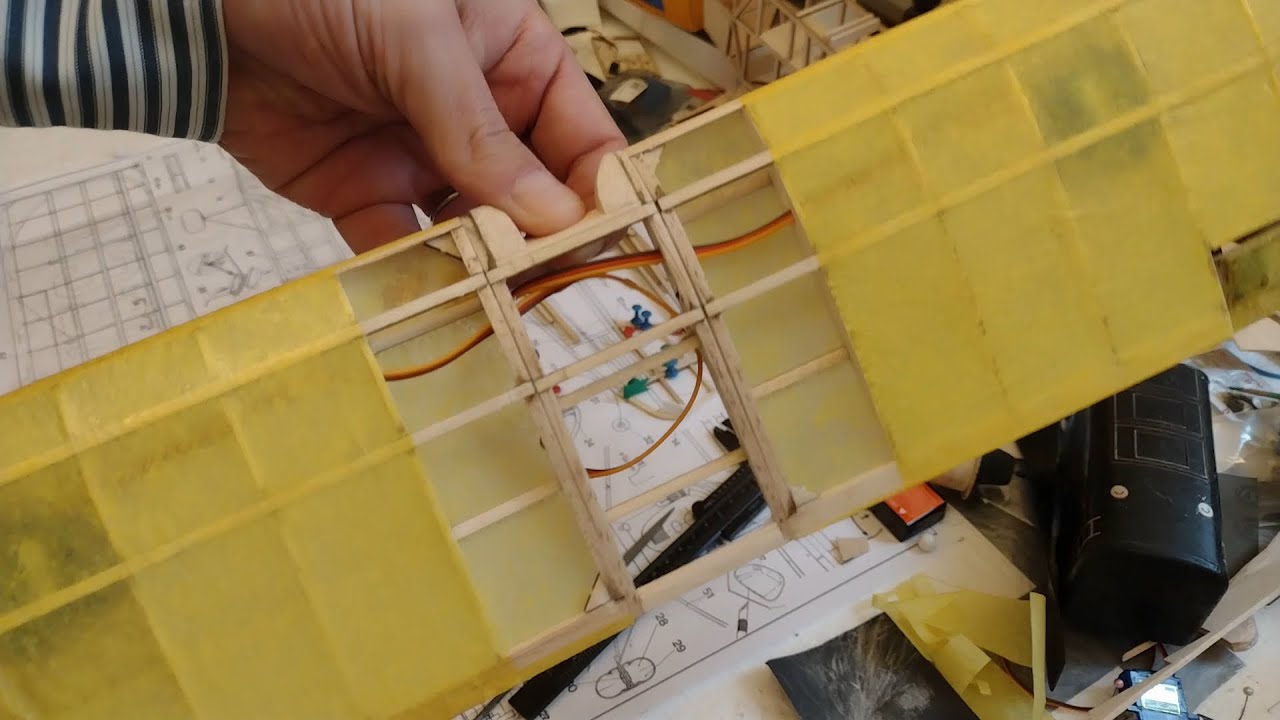 05 Piper Cub RC Conversion Finishing the wing assembly - YouTube