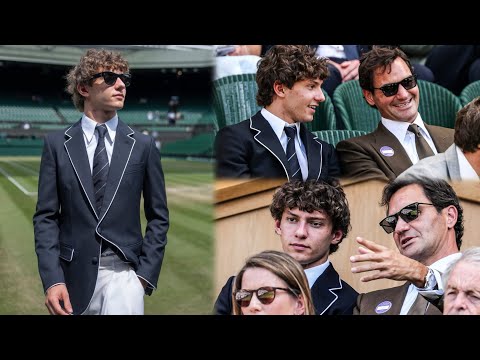 Kimi Antonelli chilling & yapping with Roger Federer at the Wimbledon